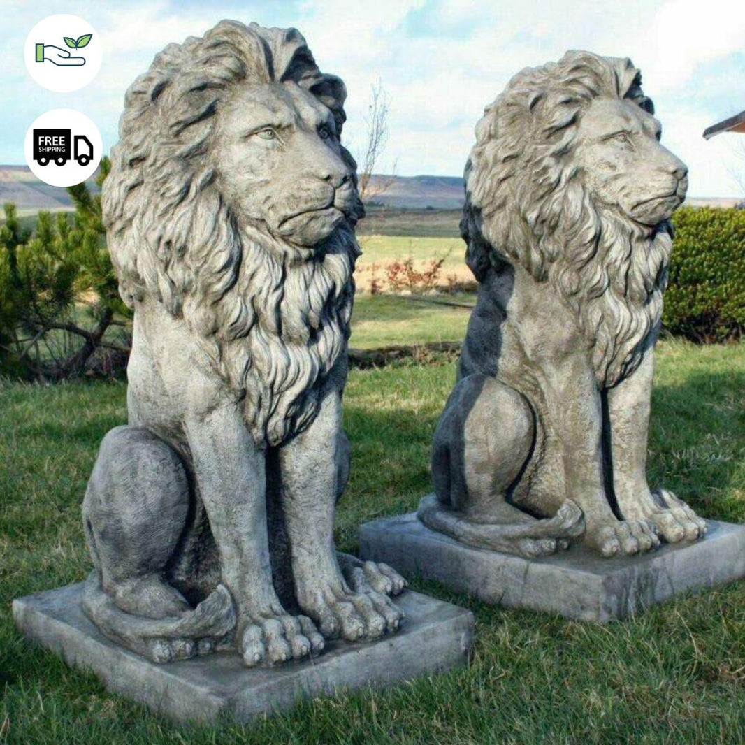 Stone Cast Lion Statues | Garden Ornaments | UK – DGS Statues