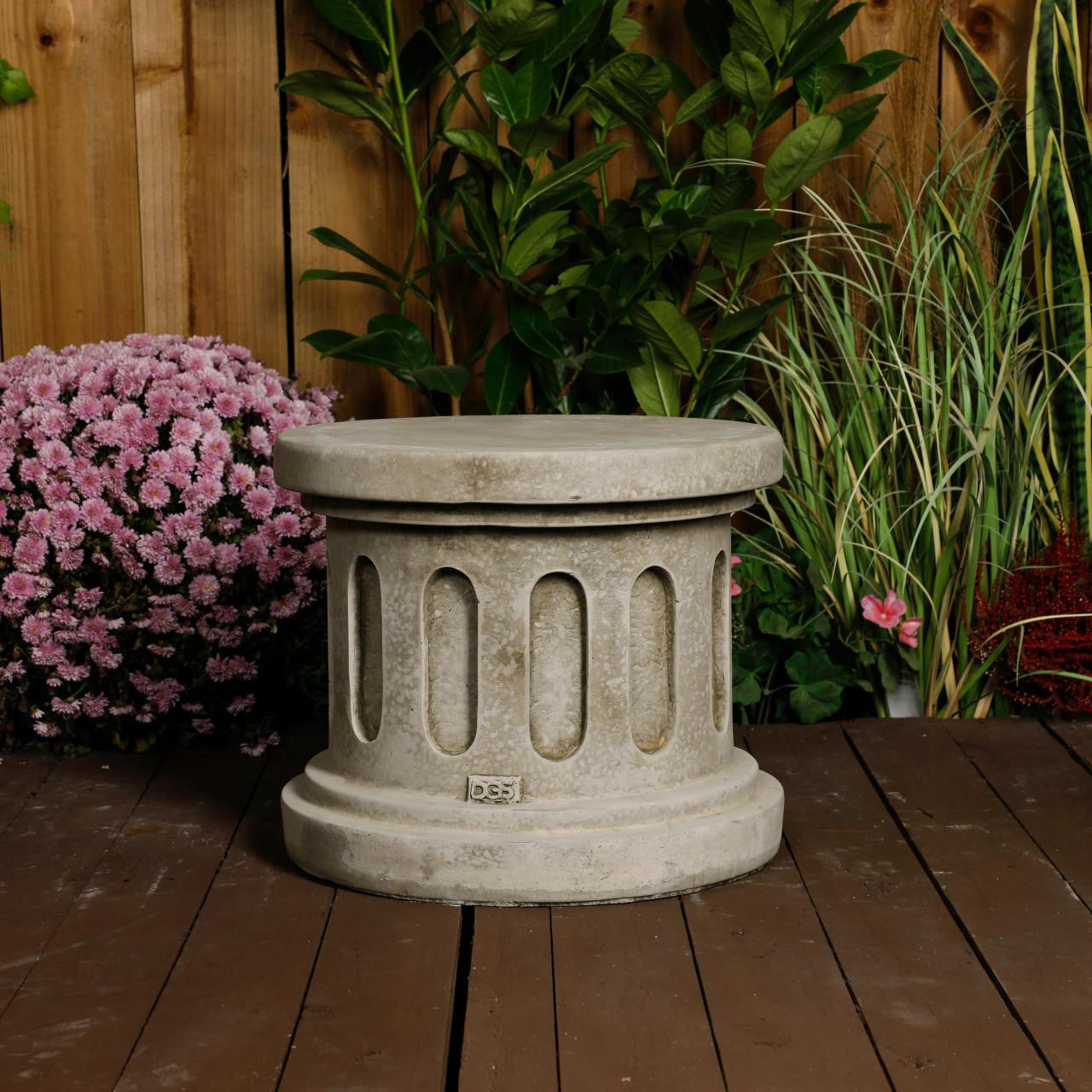 Fluted Round Column Garden Pedestal | Stone Cast Display Stand for ...